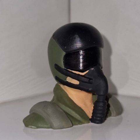 Jet fighter pilot with visor