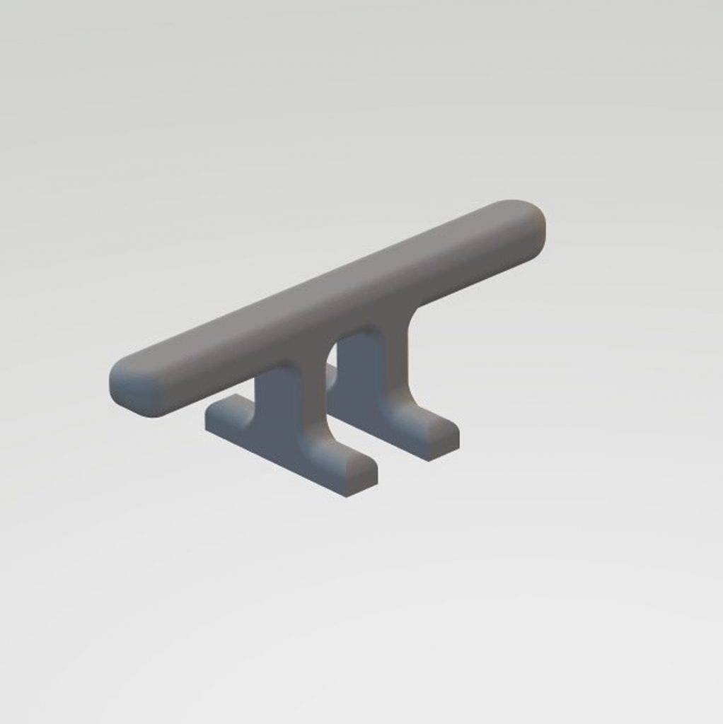 A basic set of 4 Deck Cleats for a model Boat